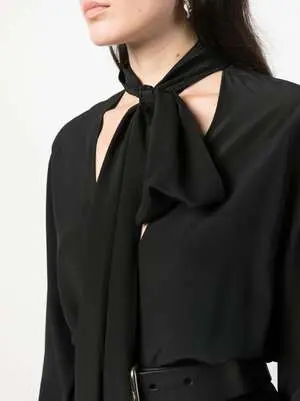 Givenchy Pussy-bow Silk Blouse - Black