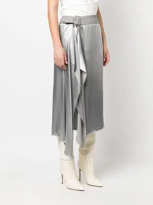 Fendi Satin-finish Midi Skirt - Silver