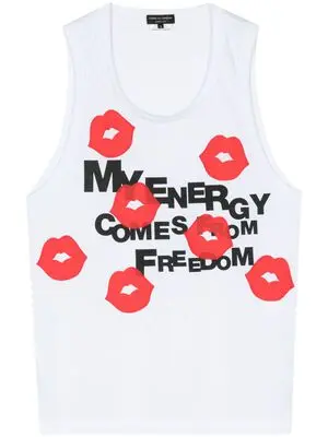 Comme Des Garçons Lips-print Scoop-neck Tank Top