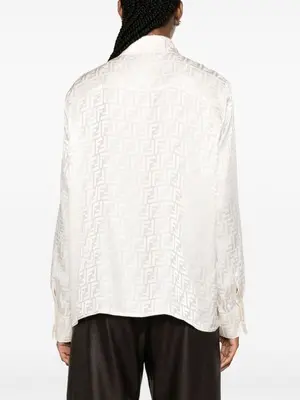 Fendi Ff-jacquard Silk Shirt - Neutrals