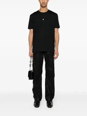 Givenchy 4g-embroidered Cotton T-shirt - Black