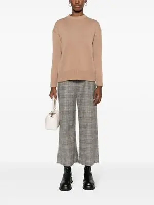 Max Mara Round-neck Wool-blend Jumper - Brown