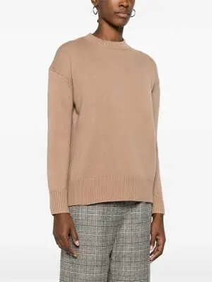 Max Mara Round-neck Wool-blend Jumper - Brown