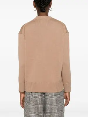 Max Mara Round-neck Wool-blend Jumper - Brown