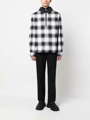 Givenchy Check-pattern Oversize Hooded Shirt Jacket - Black