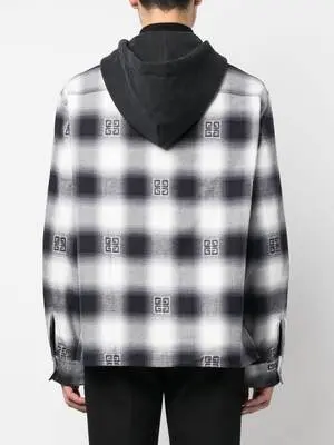 Givenchy Check-pattern Oversize Hooded Shirt Jacket - Black