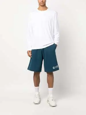 Givenchy Logo-print Jersey Track Shorts - Blue