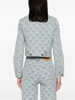 Casablanca Heart Monogram-jacquard Denim Jacket