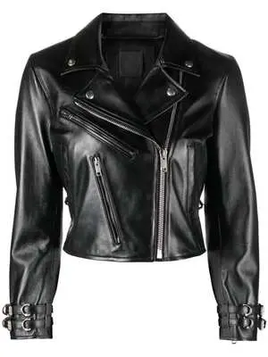 Givenchy Leather Cropped Jacket - Black