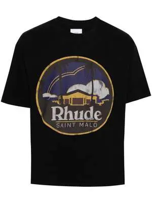 Rhude Logo-print Cotton T-shirt - Black