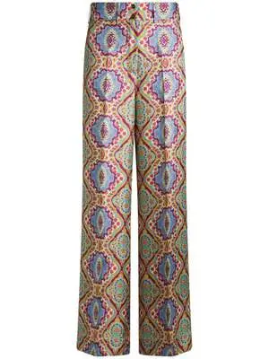 Etro Medallion-print Silk Trousers