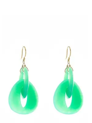 TEN THOUSAND THINGS 18kt Yellow Interlocking Peacock Eye Chrysoprase Drop Earrings - Gold