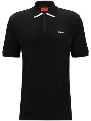 Hugo Logo-print Cotton Polo Shirt - Black