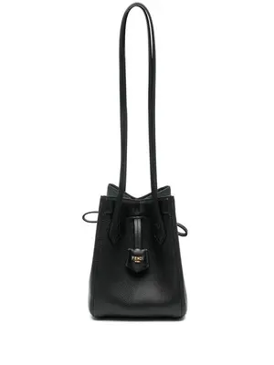 Fendi Small Origami Leather Bucket Bag - Black