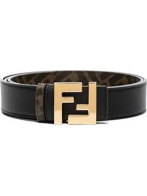 Fendi Ff-logo Plaque Belt - Black