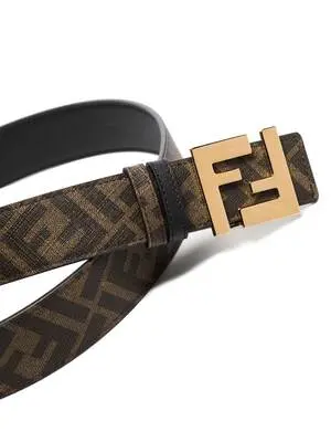 Fendi Ff-logo Plaque Belt - Black