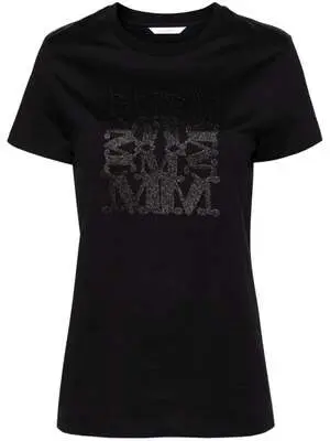 Max Mara Logo-embroidered Cotton T-shirt - Black