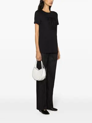 Max Mara Logo-embroidered Cotton T-shirt - Black