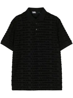 Karl Lagerfeld Flocked-monogram Polo Shirt