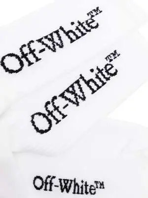 Off-White Logo-intarsia Socks - White