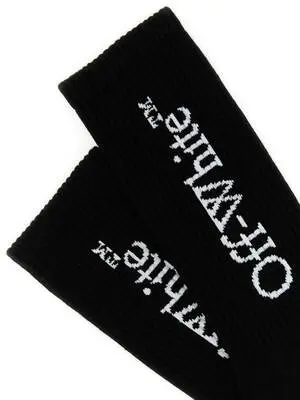 Off-White Logo-intarsia Calf-length Socks - Black