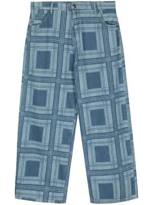 CHARLES JEFFREY Check-print Straight-leg Jeans