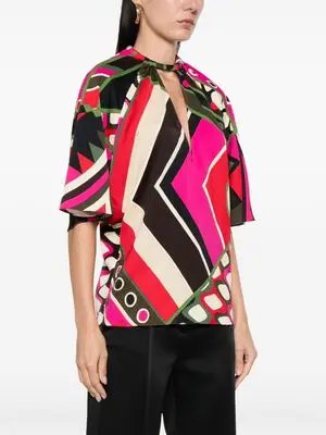 Emilio Pucci Vivara-print V-neck Blouse