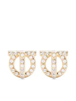 FERRAGAMO Gancio 3d Crystal Stud Earrings - Gold