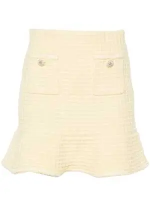 SELF-PORTRAIT Sequin-embellished Peplum Skirt - Yellow
