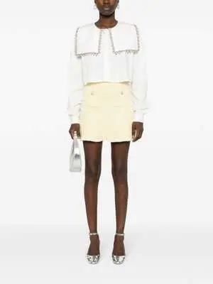 SELF-PORTRAIT Sequin-embellished Peplum Skirt - Yellow