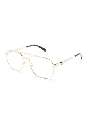 Alexander McQueen Logo-engraved Pilot-frame Glasses