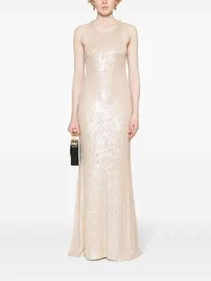 Elisabetta Franchi Racerback Sequin Gown