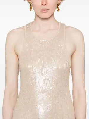 Elisabetta Franchi Racerback Sequin Gown