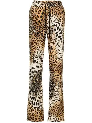 Roberto Cavalli Jaguar Skin-print Cotton Track Pants - Neutrals