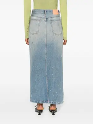 Acne Studios Paint-splatter Denim Maxi Skirt - Blue