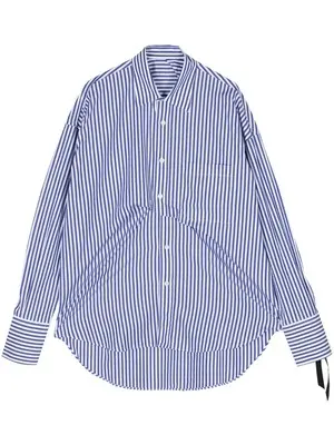 MARINA YEE Striped Draped Cotton Shirt