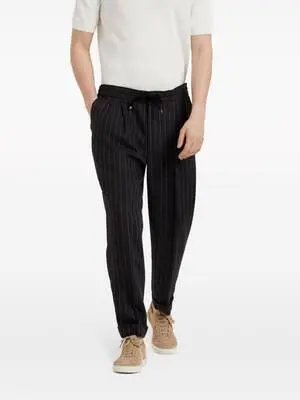 Brunello Cucinelli Striped Linen Trousers - Black