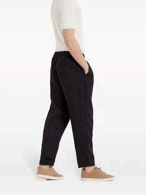 Brunello Cucinelli Striped Linen Trousers - Black
