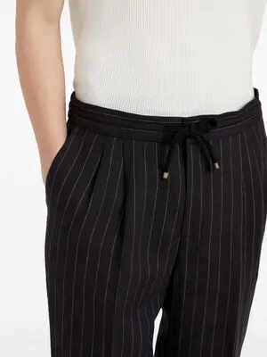 Brunello Cucinelli Striped Linen Trousers - Black