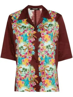 Roberto Cavalli Hawaii-print Cotton Shirt