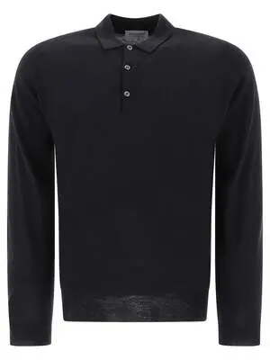 John Smedley Belper' Merino Wool Polo Shirt - Black