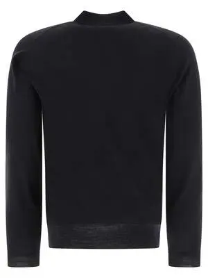 John Smedley Belper' Merino Wool Polo Shirt - Black
