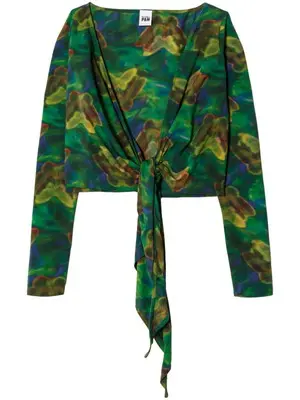 RE/DONE X Pamela Anderson Wrapped Cropped Top - Green