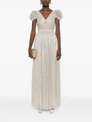 NISSA Metallic Striped Maxi Dress