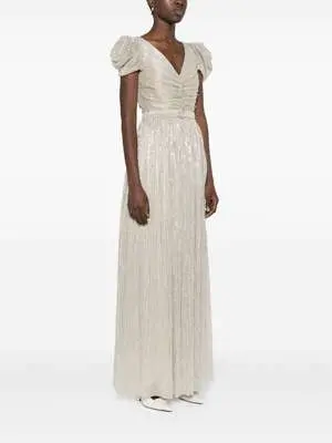 NISSA Metallic Striped Maxi Dress