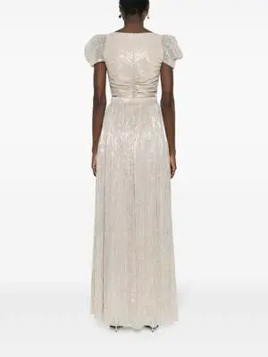 NISSA Metallic Striped Maxi Dress