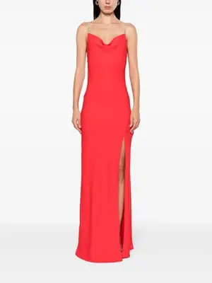 NISSA Rhinestoned Open-back Maxi Dress