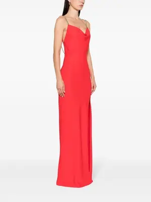 NISSA Rhinestoned Open-back Maxi Dress