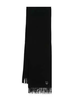 Maison Kitsuné Logo-embroidered Virgin Wool Scarf - Black