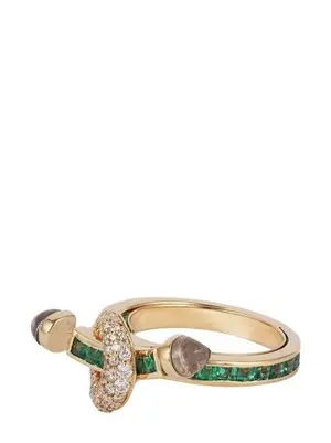 ANANYA 18kt Yellow Chakra Diamond And Emerald Ring - Gold